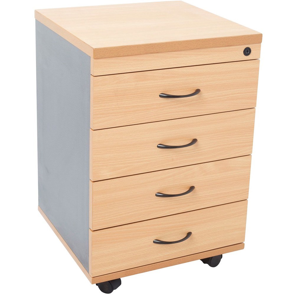 Furniture - Rapid Worker Mobile Pedestal 4 Personal Drawer Beech and ...